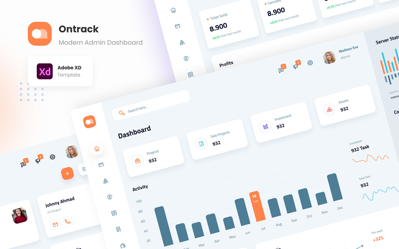 Ontrack - Modern Admin Dashboard UI Elements Ontrack - Modern Admin Dashboard UI Elements