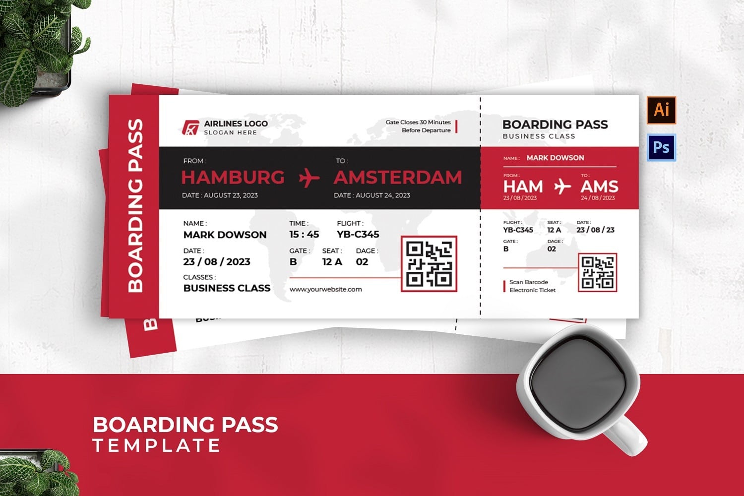 Business Class Boarding Pass #188827 - TemplateMonster