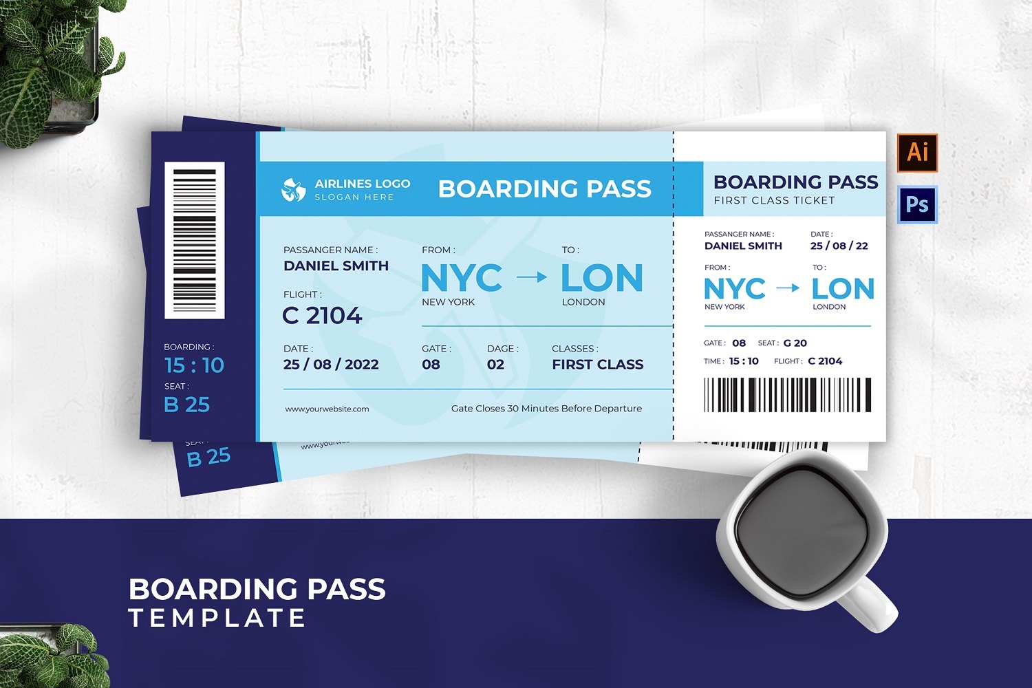 Flight Pass Boarding Pass #188817 - TemplateMonster