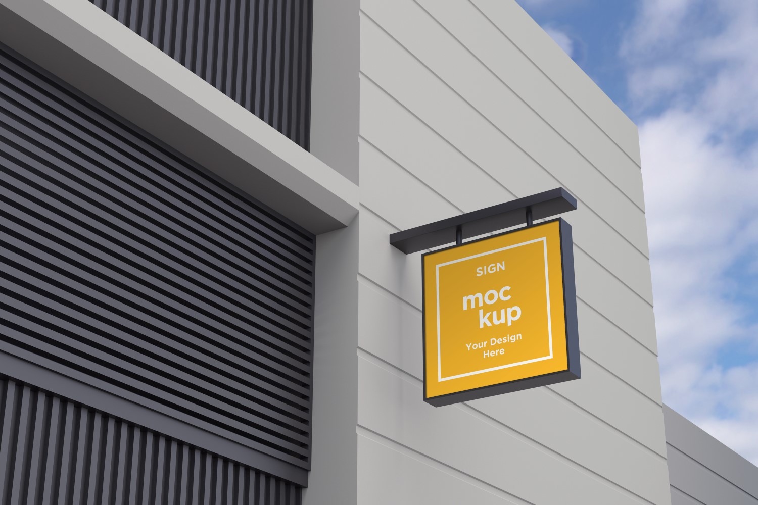 Wall Mounted Square Shape Sign Mockup Template