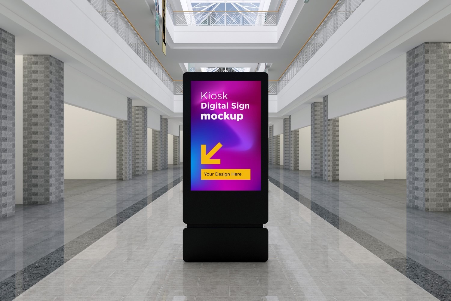 Kiosk Digital Sign 3D Rendering Mockup Template