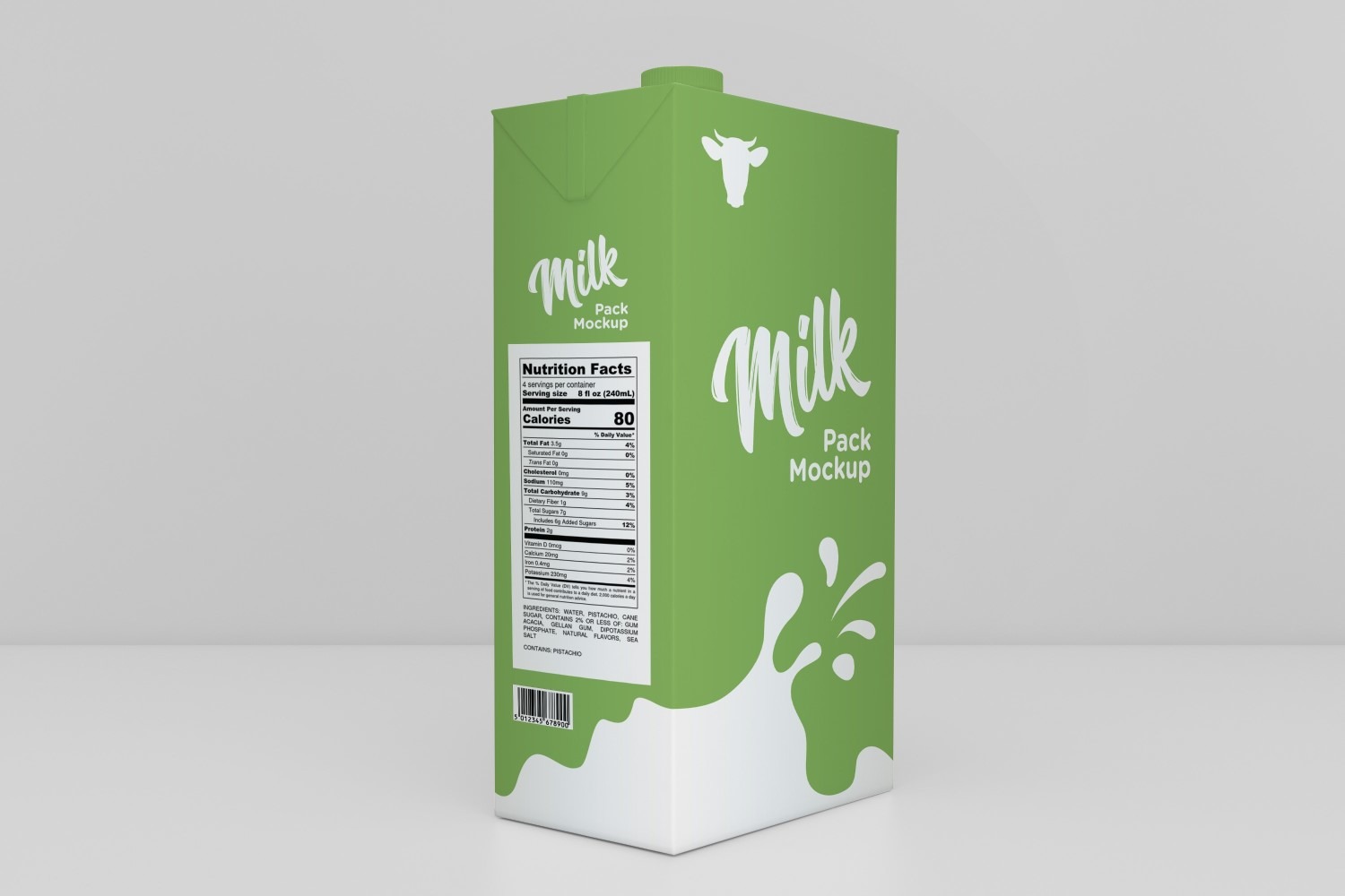 One Liter Box Milk Pack Packaging Mockup Template