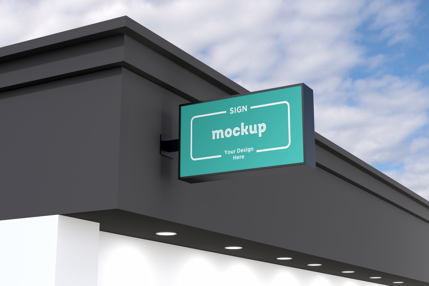 Wall Rectangular Mount Shape Signage Mockup Template