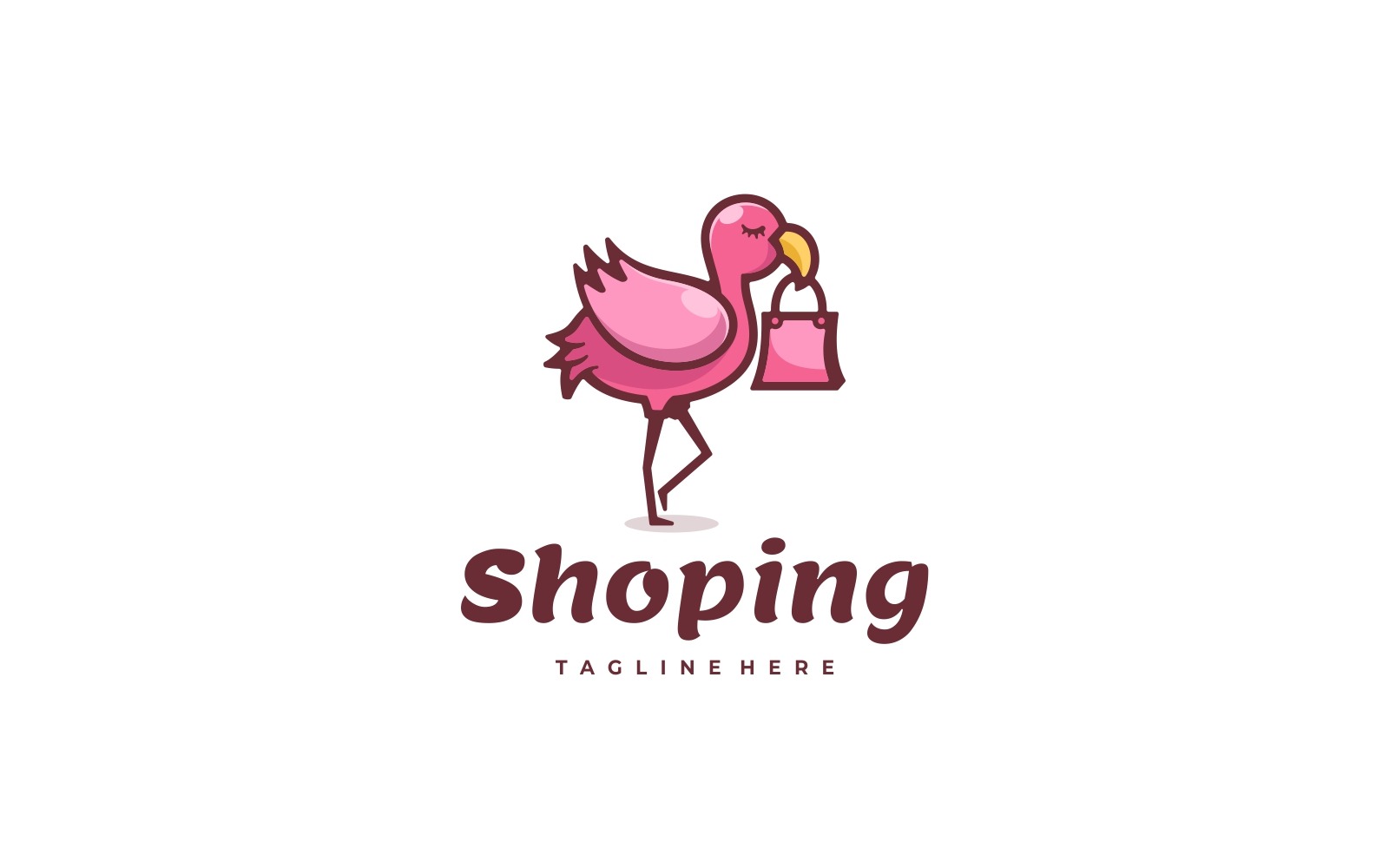 Flamingo Shopping Cartoon Logo #189999 - TemplateMonster
