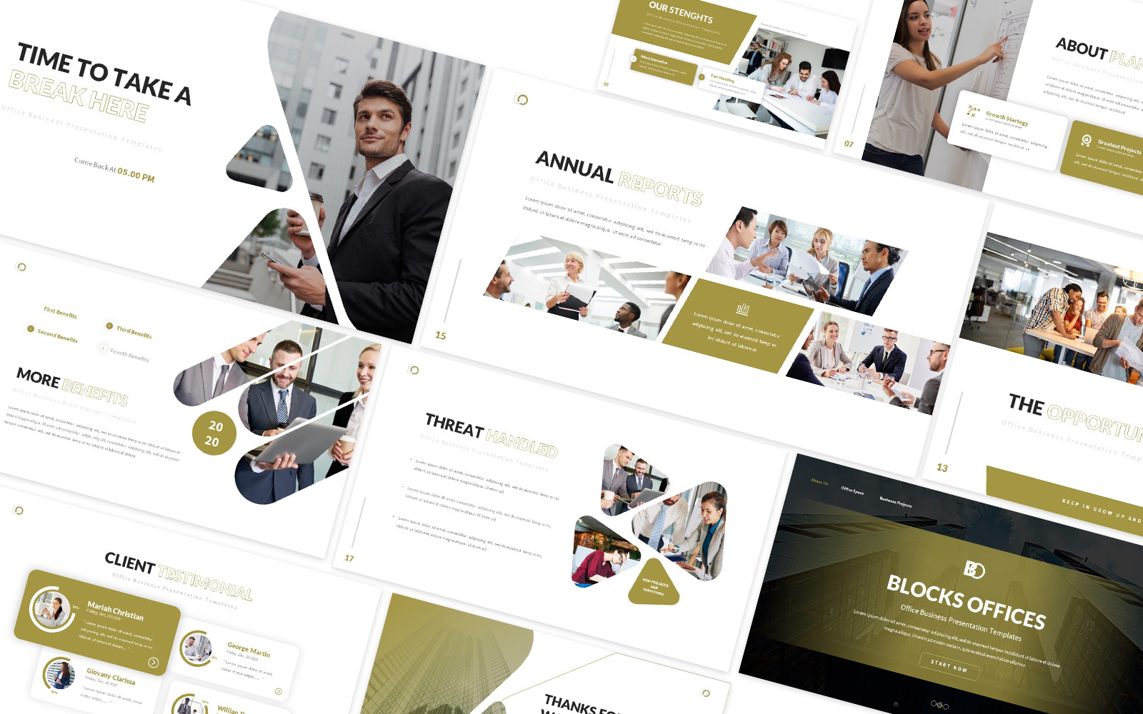 Plantilla de PowerPoint - oficinas de bloques