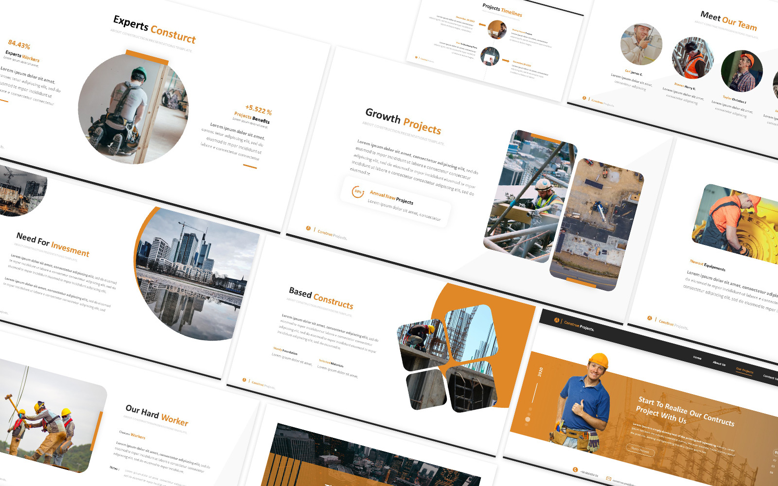 Construe Projects Google Slides Template - TemplateMonster