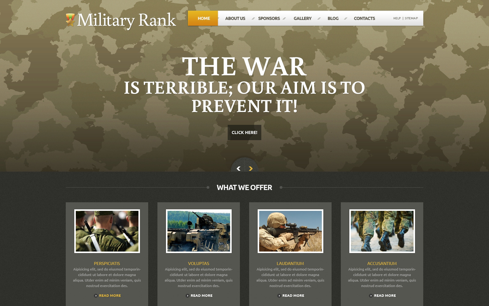 Free Military Responsive WordPress Template - TemplateMonster
