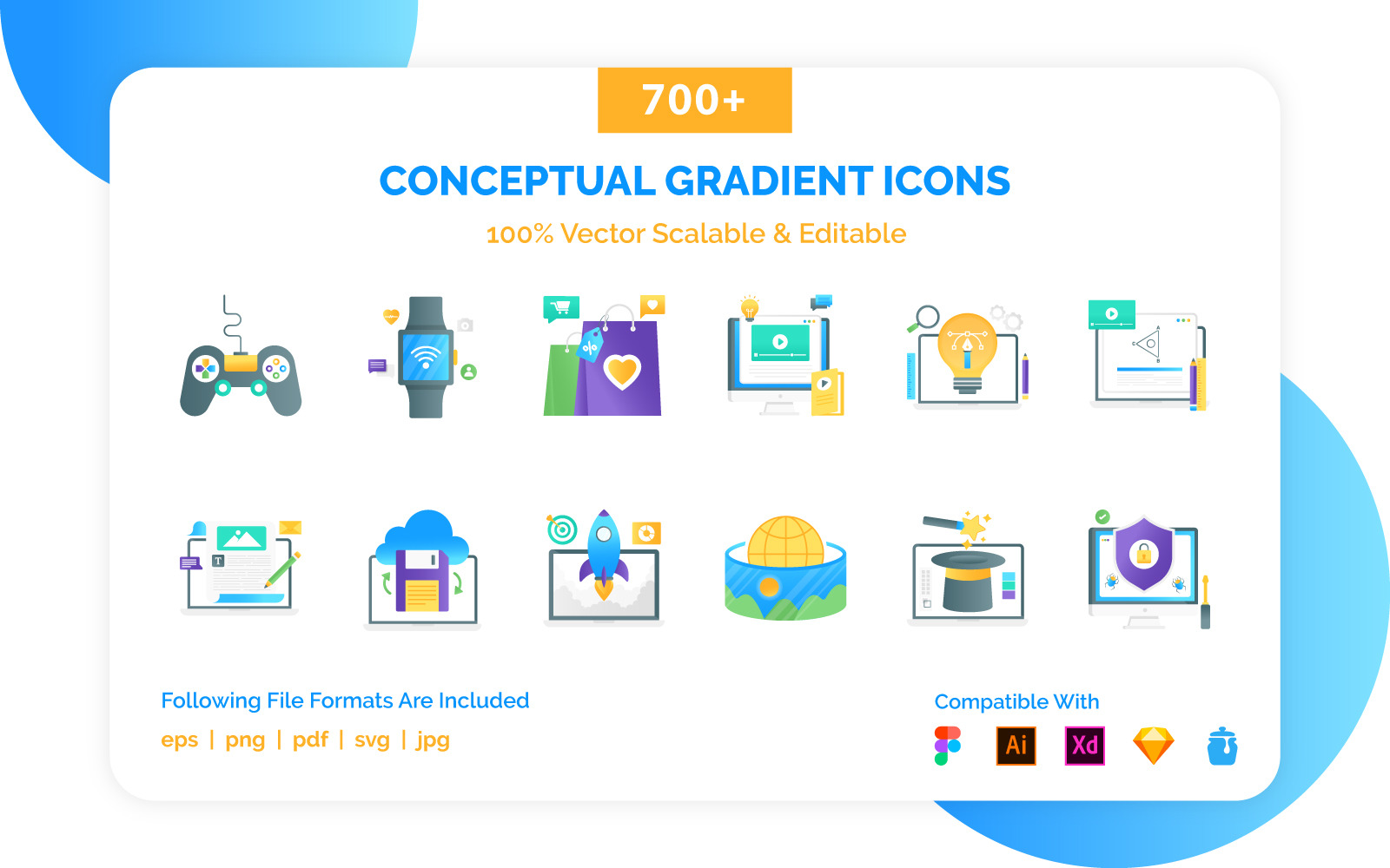 700+ Conceptual Gradient Iconset template - TemplateMonster