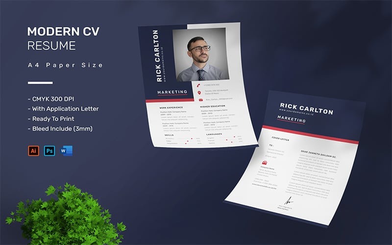 Rick Carlton - CV Resume Template #192814 - TemplateMonster