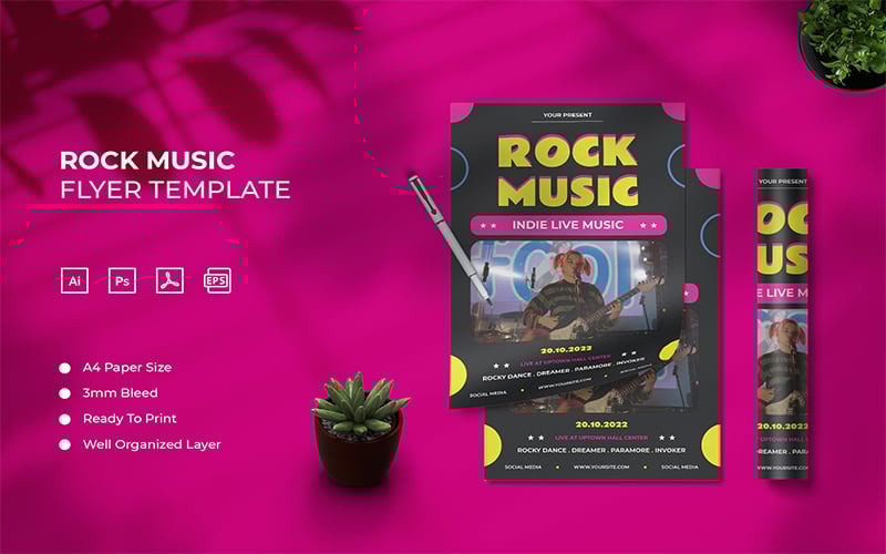 Rock Music - Flyer Template #192835 - TemplateMonster