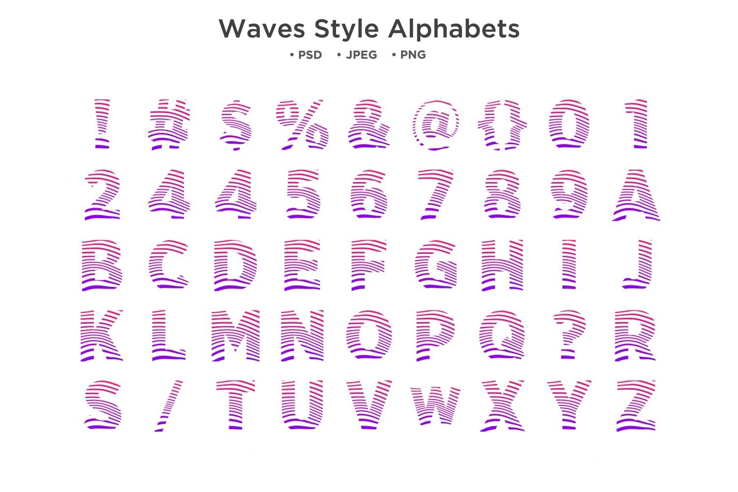 Alphabet de style vagues, typographie abc - TemplateMonster