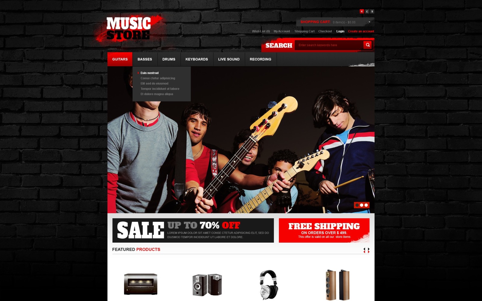 Free Music Store OpenCart Template #194843 - TemplateMonster