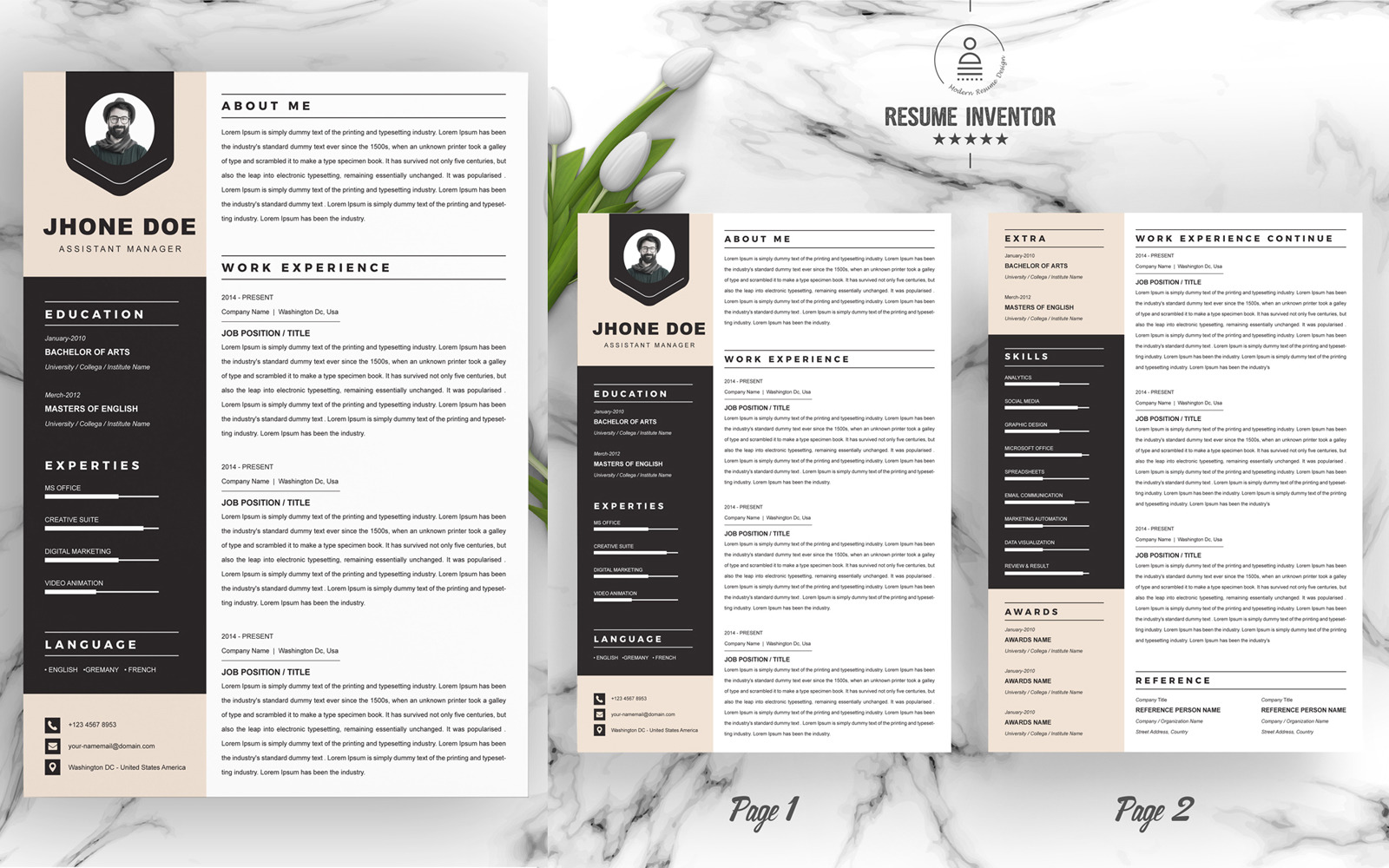 Jhone Doe / Resume Template #195145 - TemplateMonster