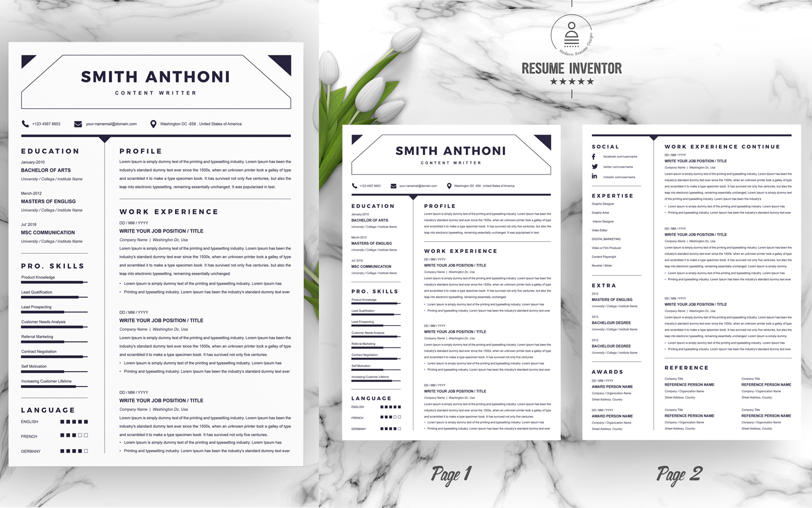 Smith Anthoni / CV Template #195143 - TemplateMonster