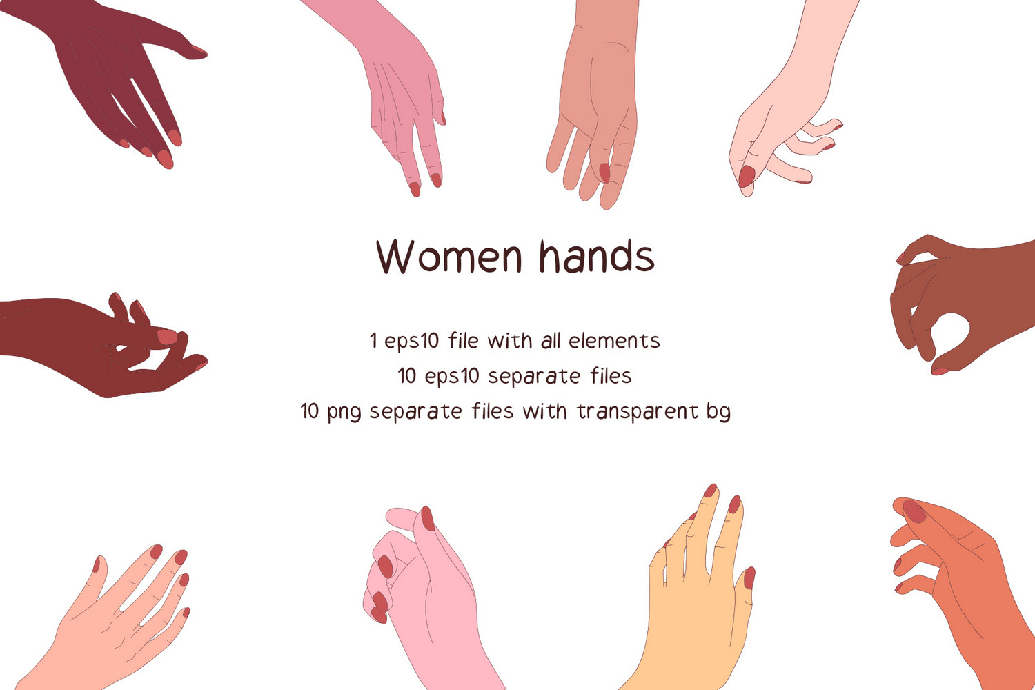 Woman Hands Collection - Vector And PNG - TemplateMonster