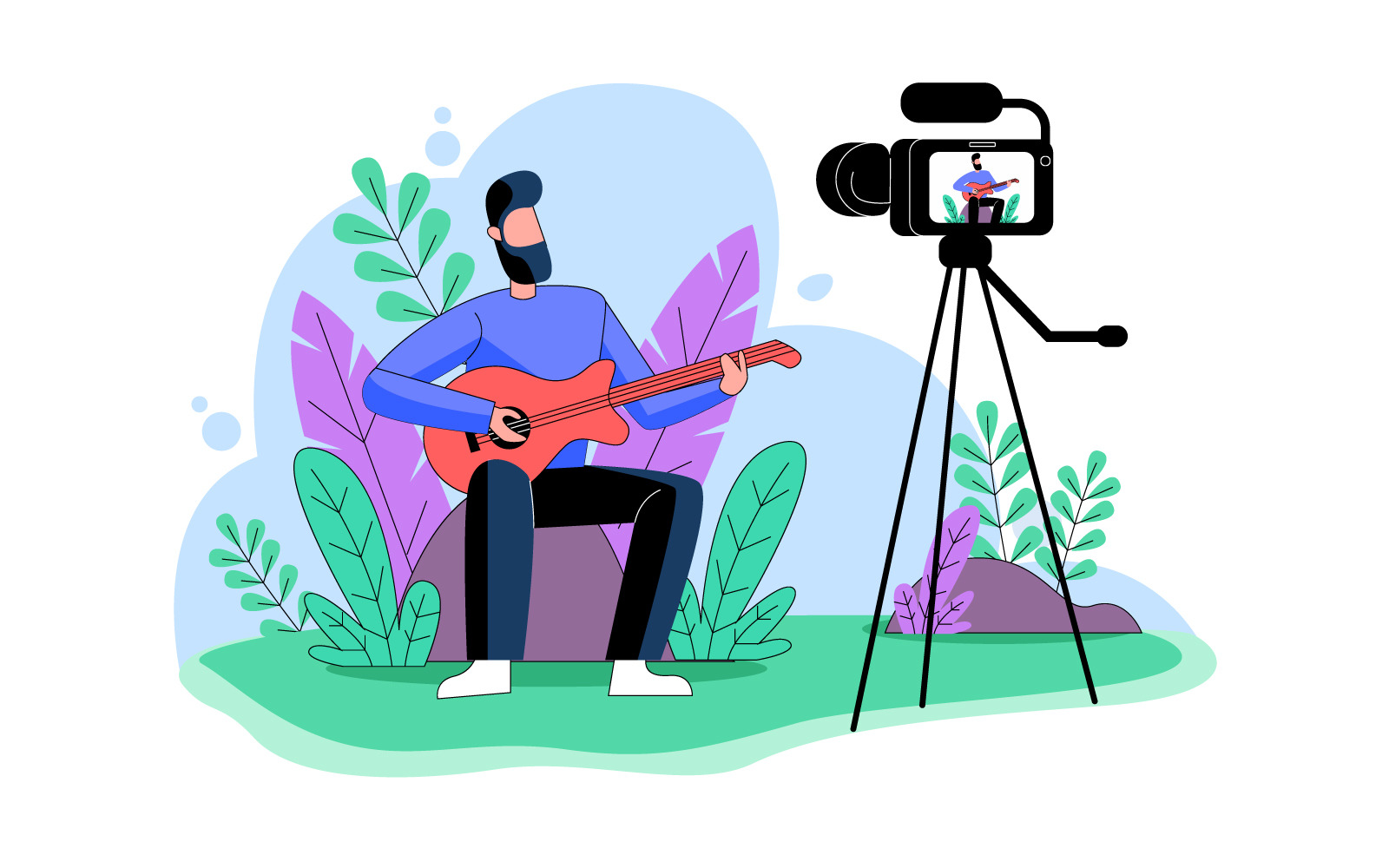Free Live Broadcasting Vector Illustration Concept