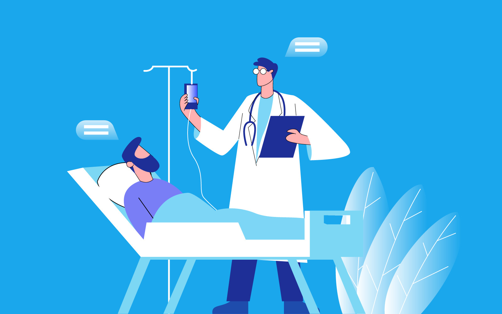 Free Medical Doctor Visiting Patient Illustration Concept Vector