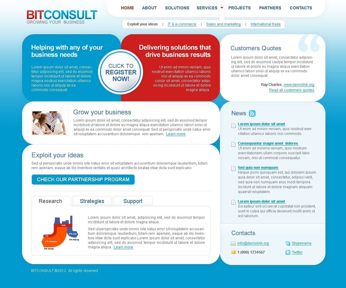 Free Consulting WordPress Blue Theme & Website Template