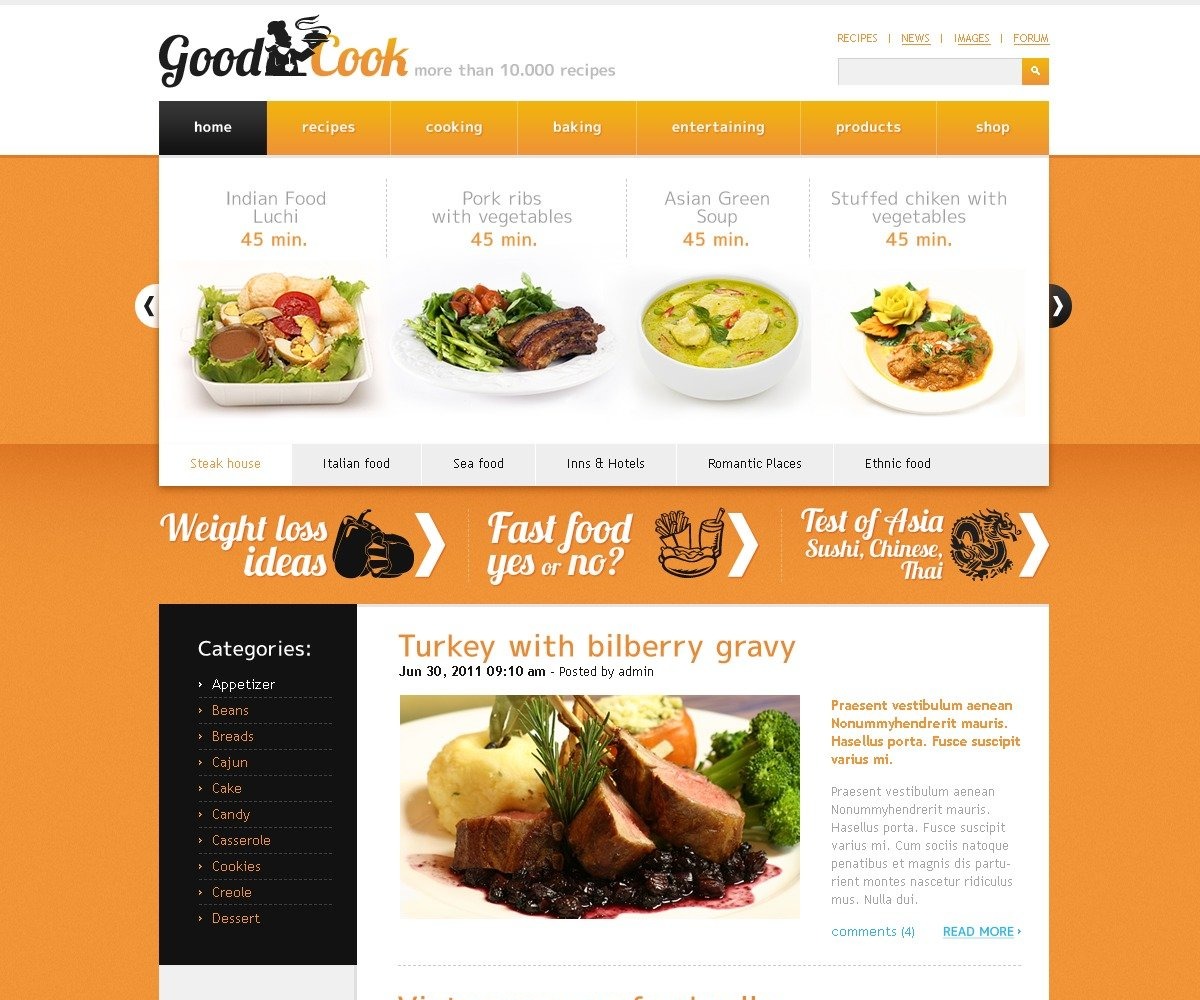 Free Cooking Website In WordPress #196625 - TemplateMonster