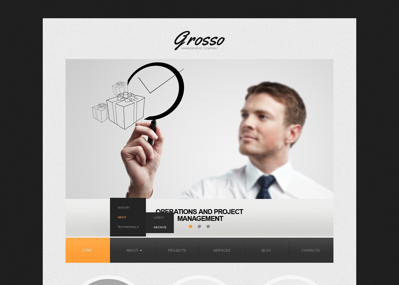 Free Gray Management Company WordPress Theme & Website Template