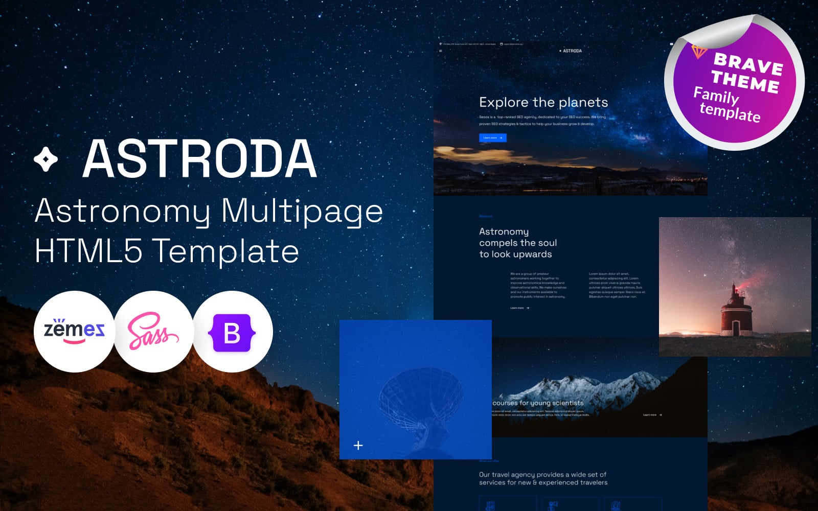 Astroda - Astronomy HTML5 Template #197206 - TemplateMonster