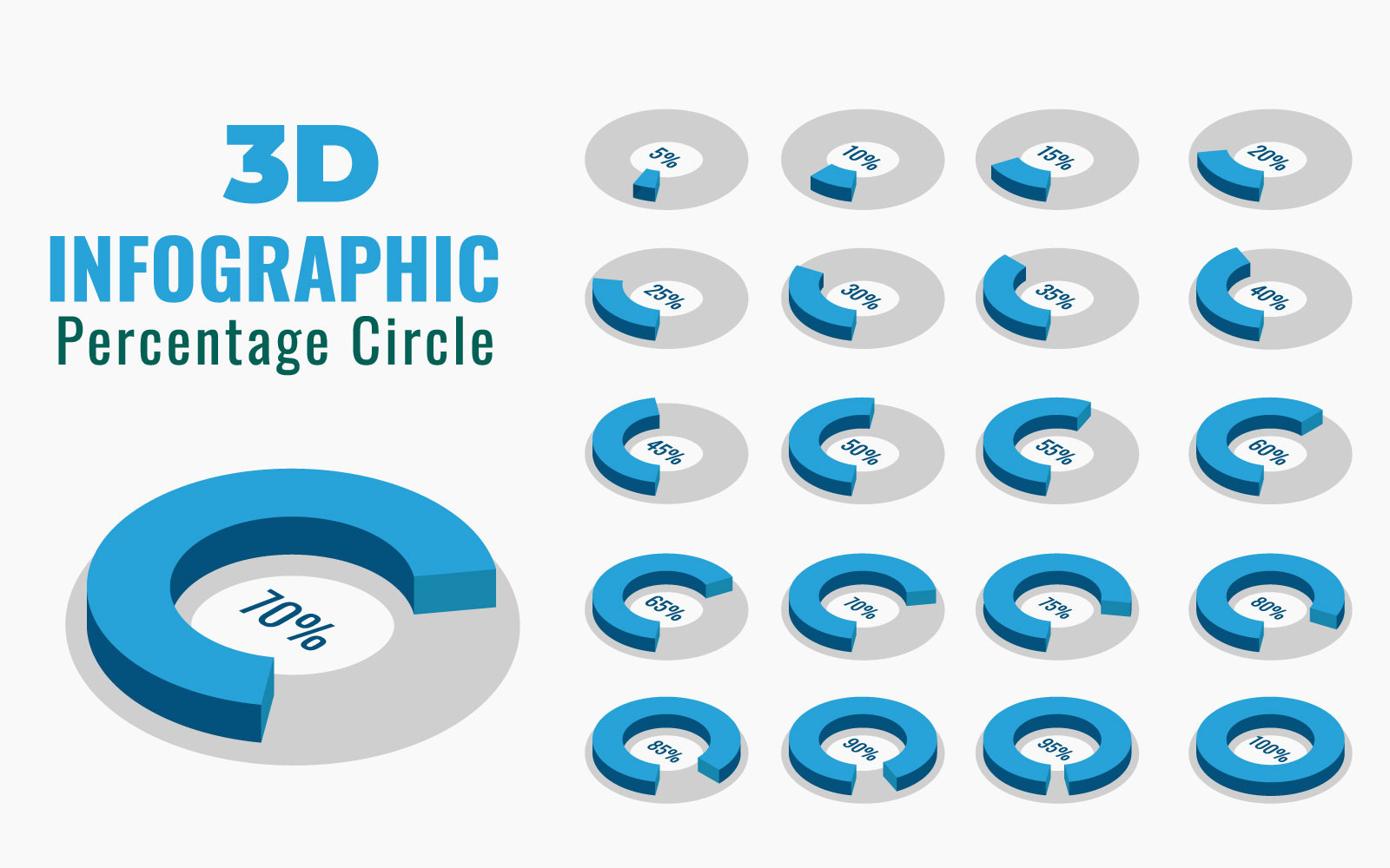 Percentage Isometric Infographics Design Template.