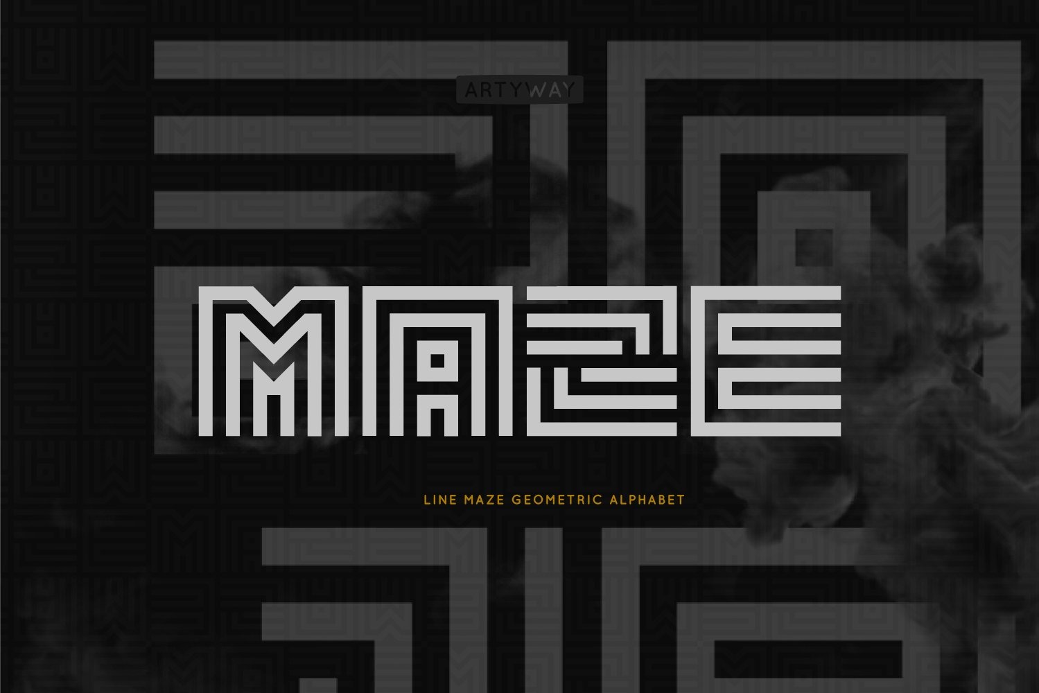 Geometric Font Maze Font for Architectural Typographic Design