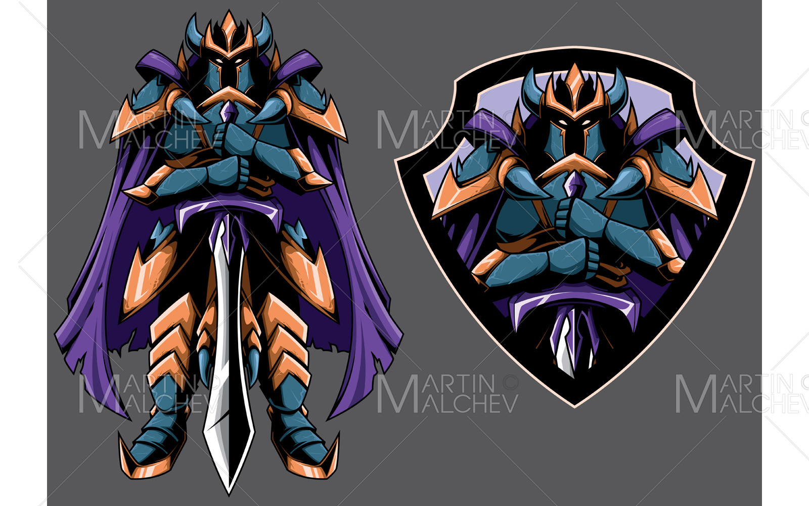 Dark Guardian Mascot Vector Illustration - TemplateMonster