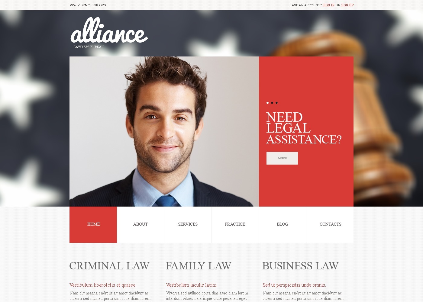 Free Law Firm WordPress Website Layout & Template