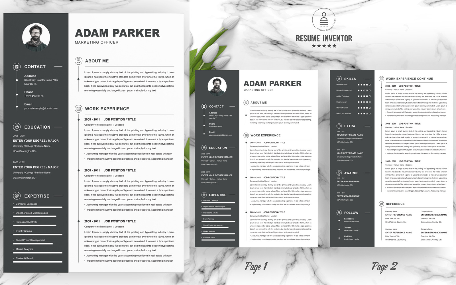Adam Parker / Modern Resume #198848 - TemplateMonster