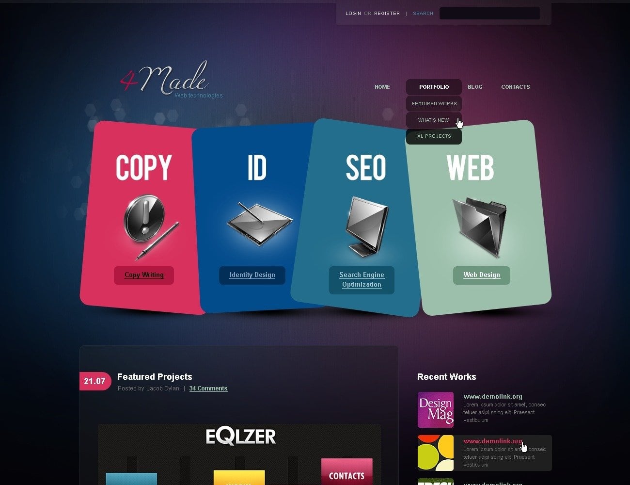 Free Colorful Web Development WordPress Layout
