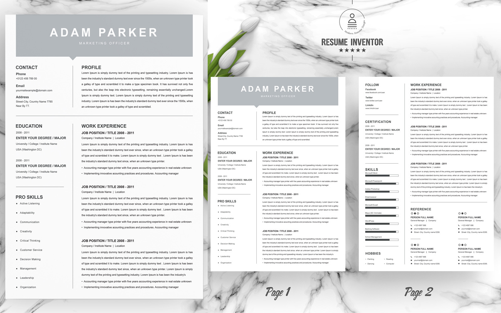 Adam Parker / Resume Template #201125 - TemplateMonster