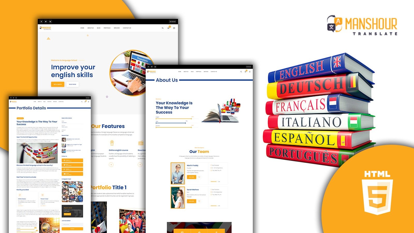 Manshour Language Translation HTML5 Website Template