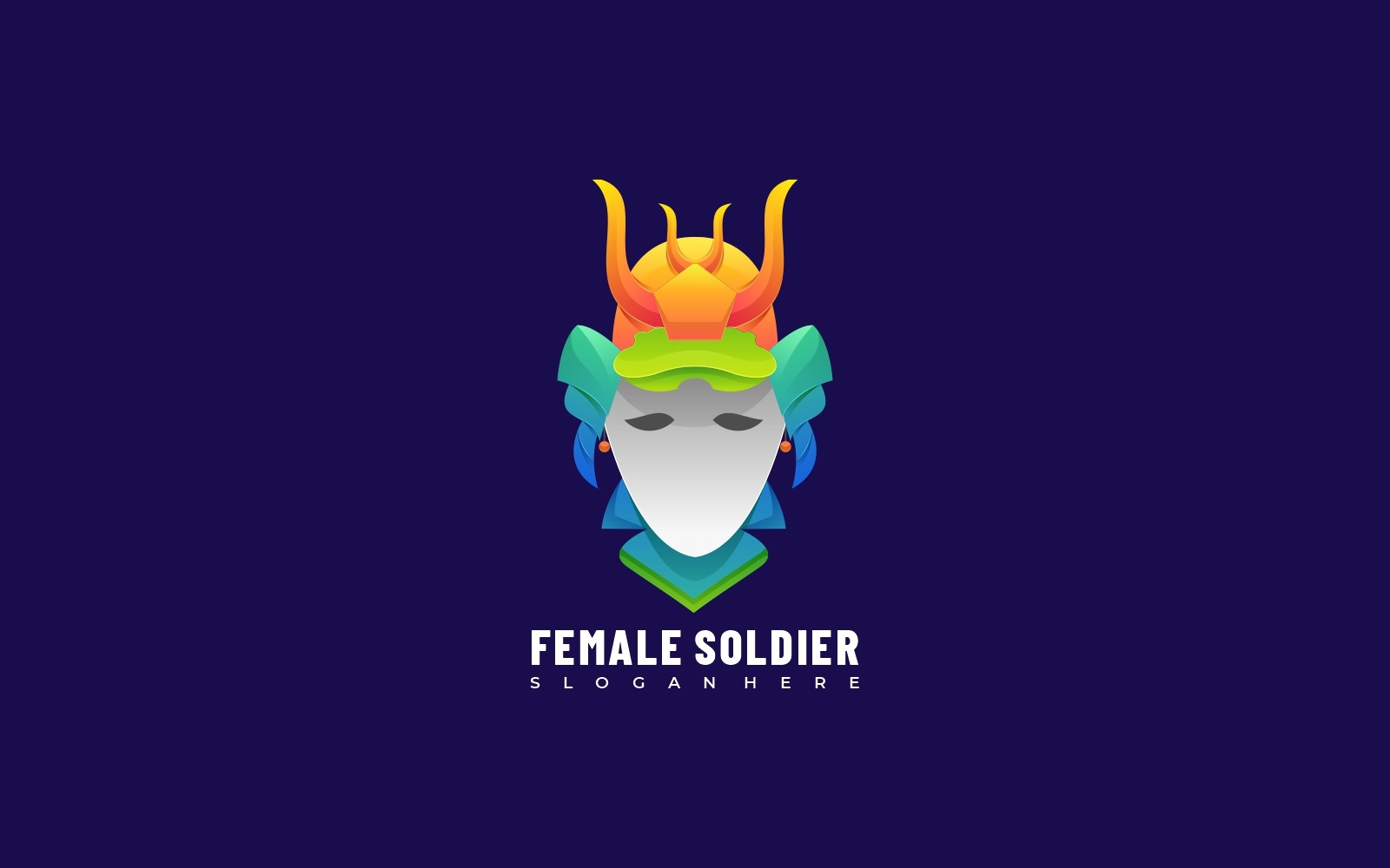 Female Soldier Gradient Colorful Logo - TemplateMonster