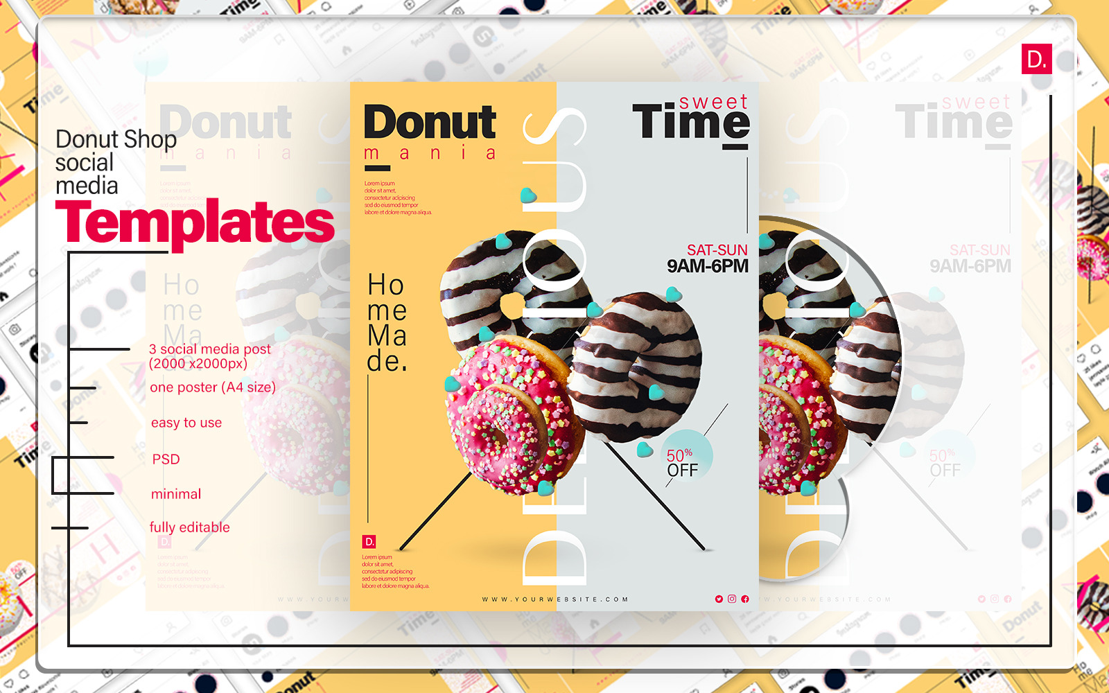Donut Shop Social Media PSD Template - TemplateMonster