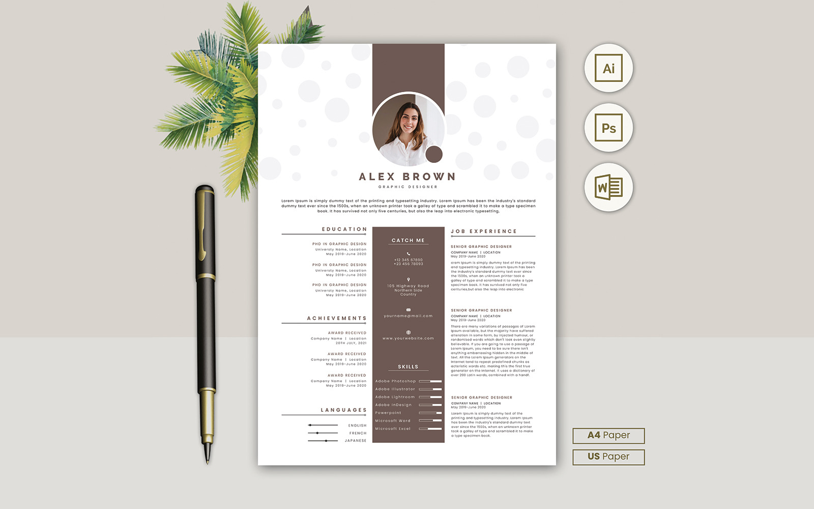 Alex Brown Job Hunting Resume CV Template - TemplateMonster