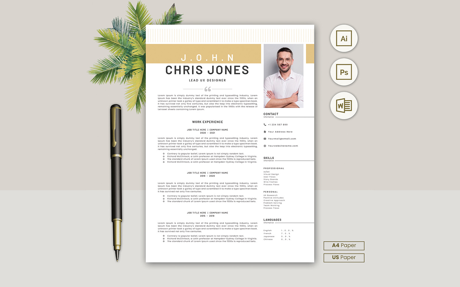 Chris Jones Job Hunting Resume CV Template - TemplateMonster