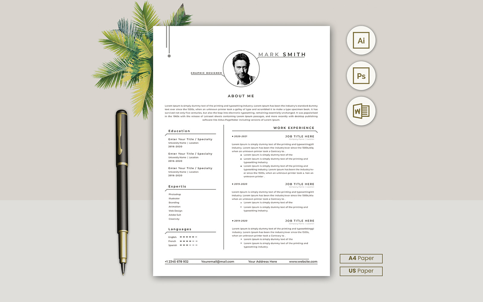 Mark Smith Job Hunting Resume CV Template - TemplateMonster