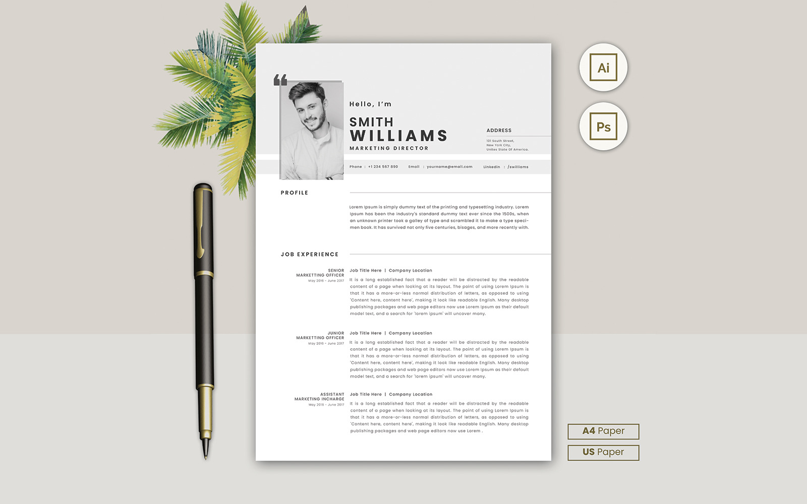Smith Willams Job Hunting Resume CV Template