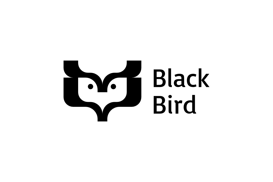 Black Bird Owl Negative Space Logo #208143 - TemplateMonster