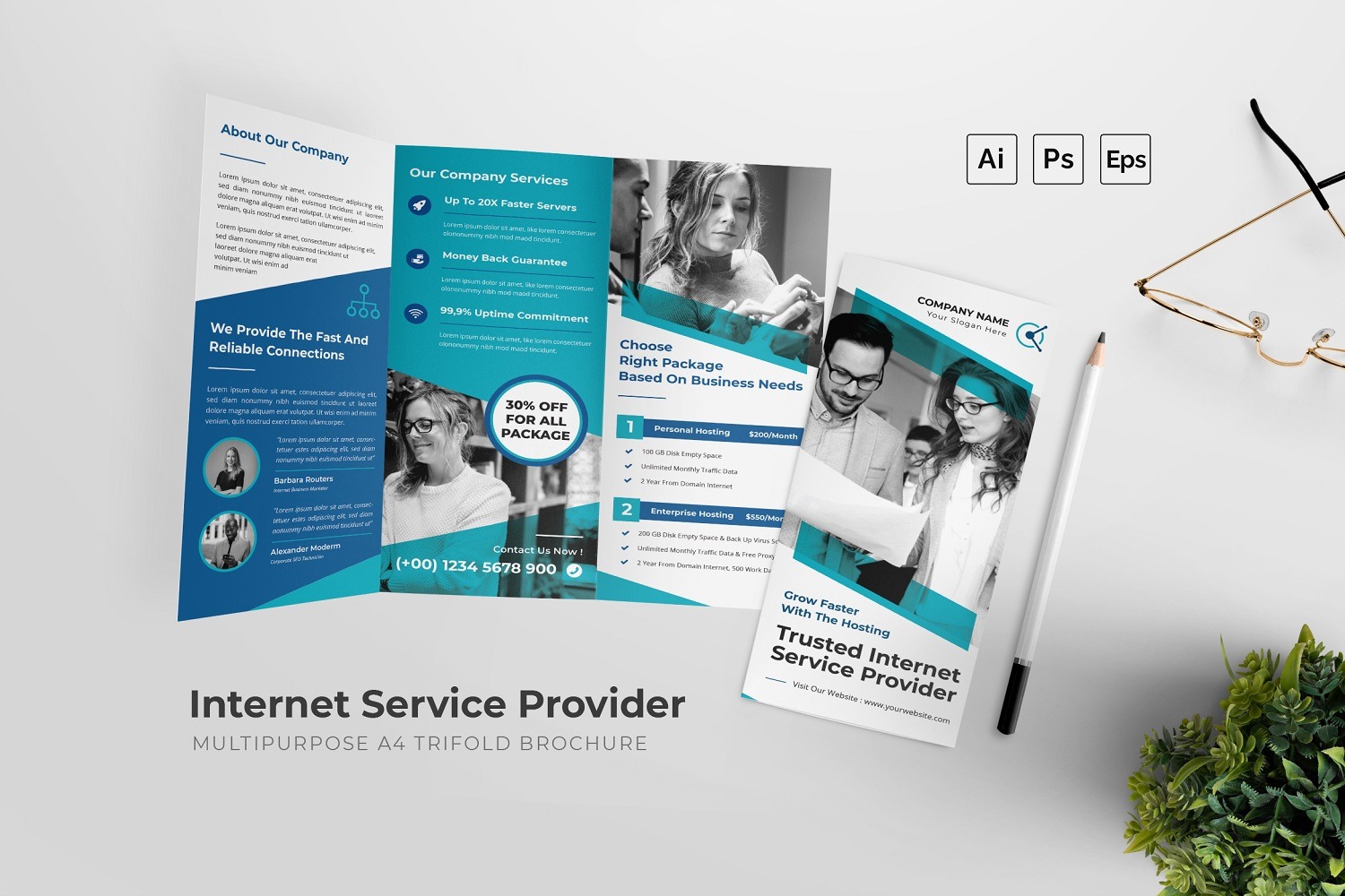 Internet Service Provider Trifold Flyer - TemplateMonster