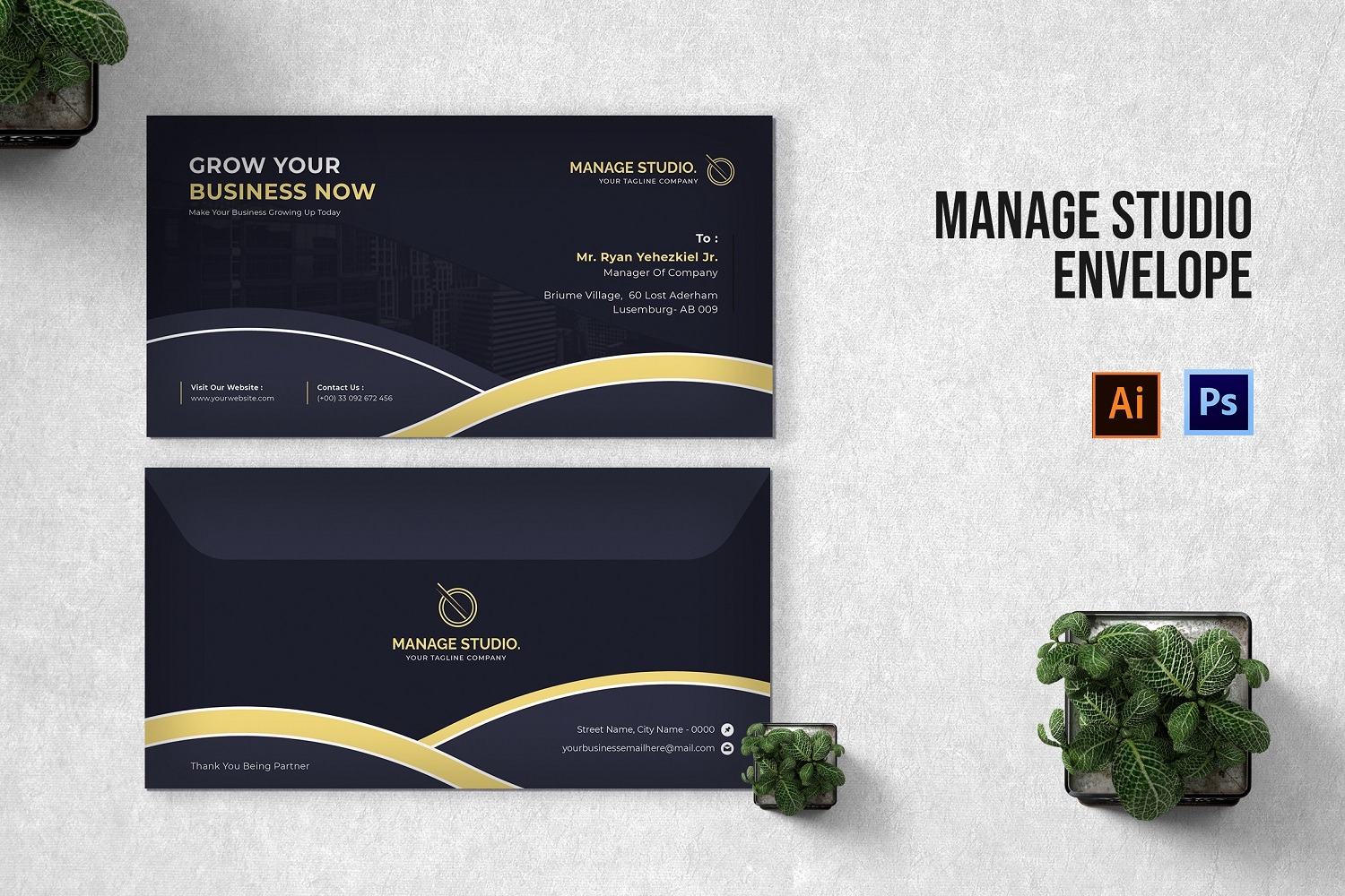 Manage Studio Envelope Template #208512 - TemplateMonster