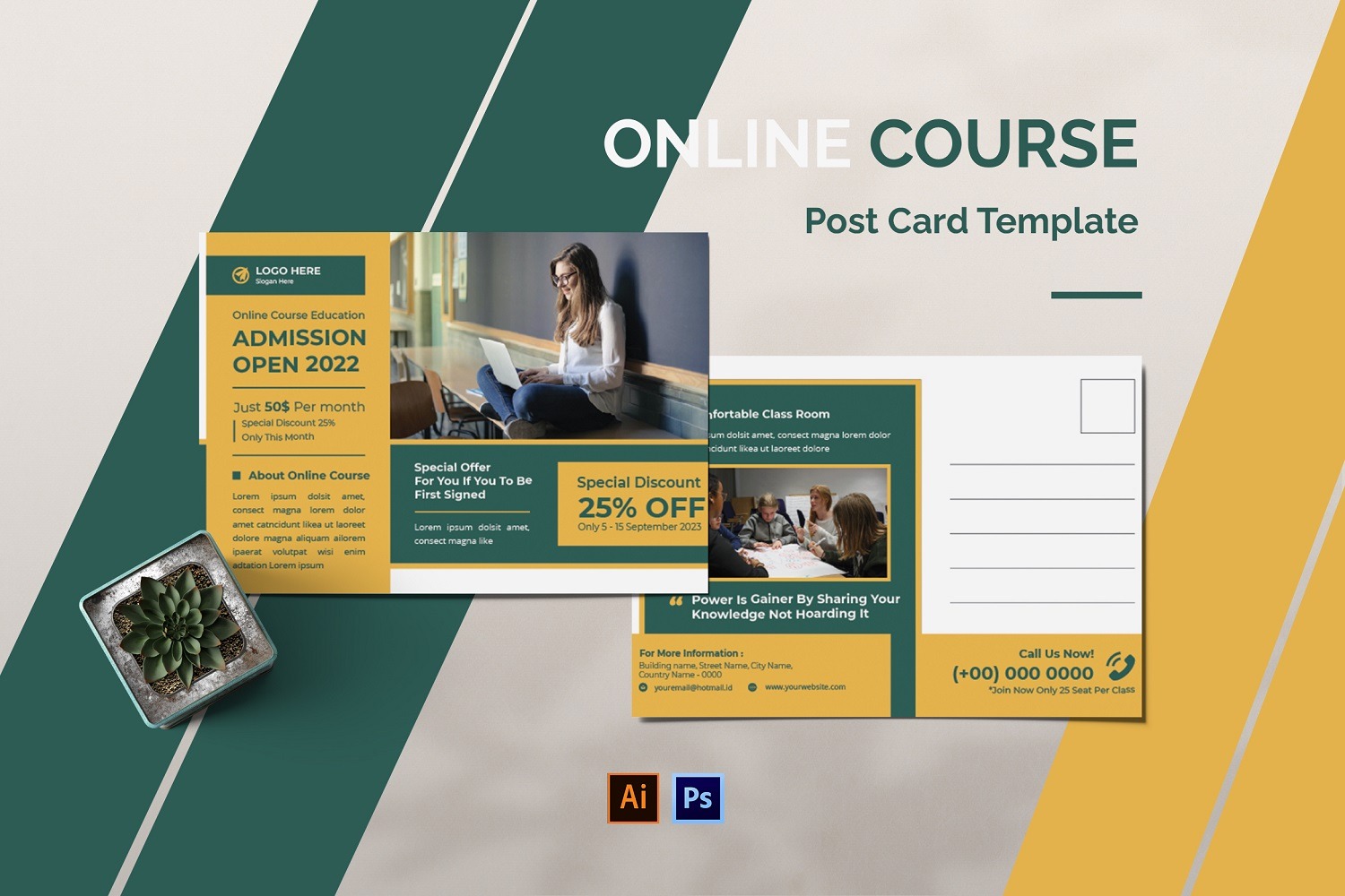 Online Course Post Card Template #208589 - TemplateMonster