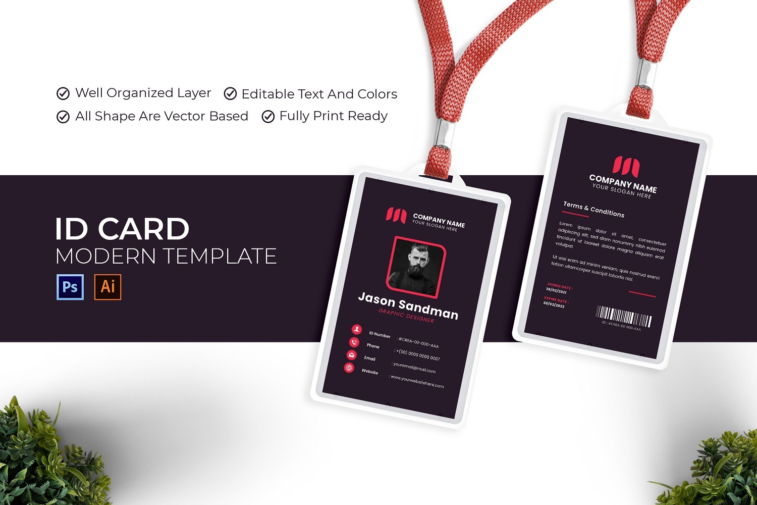 Maroon Studio ID Card Template #209969 - TemplateMonster