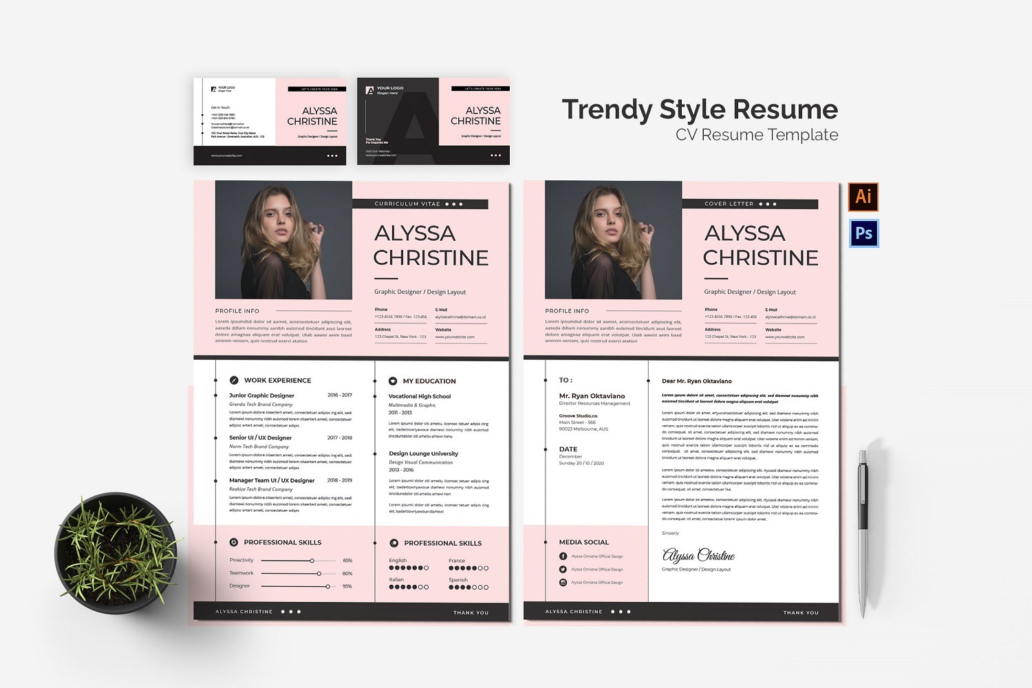 Trendy Style CV Resume Set #210007 - TemplateMonster