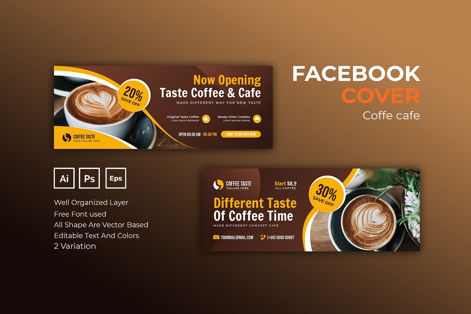 Coffee Cafe Facebook Cover #210723 - TemplateMonster