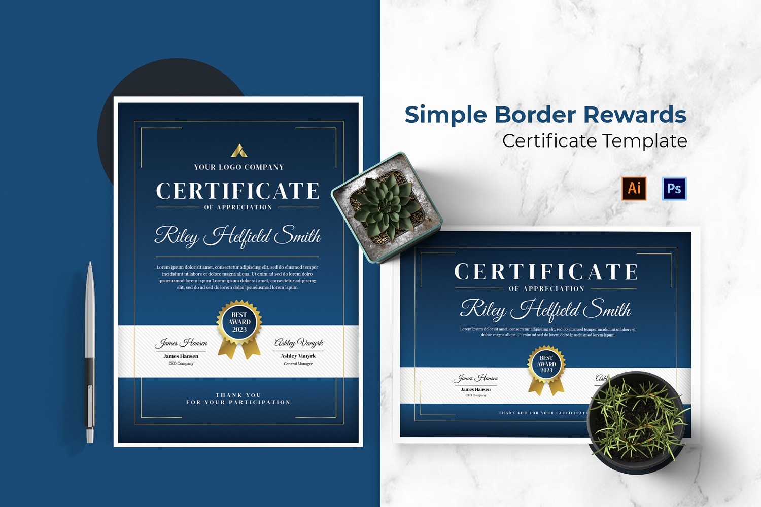 Simple Border Rewards Certificate #210738 - TemplateMonster