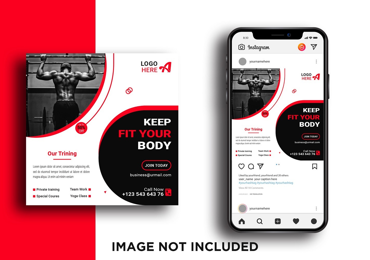 Keep Fit Your Body Social Media Gym Post Template