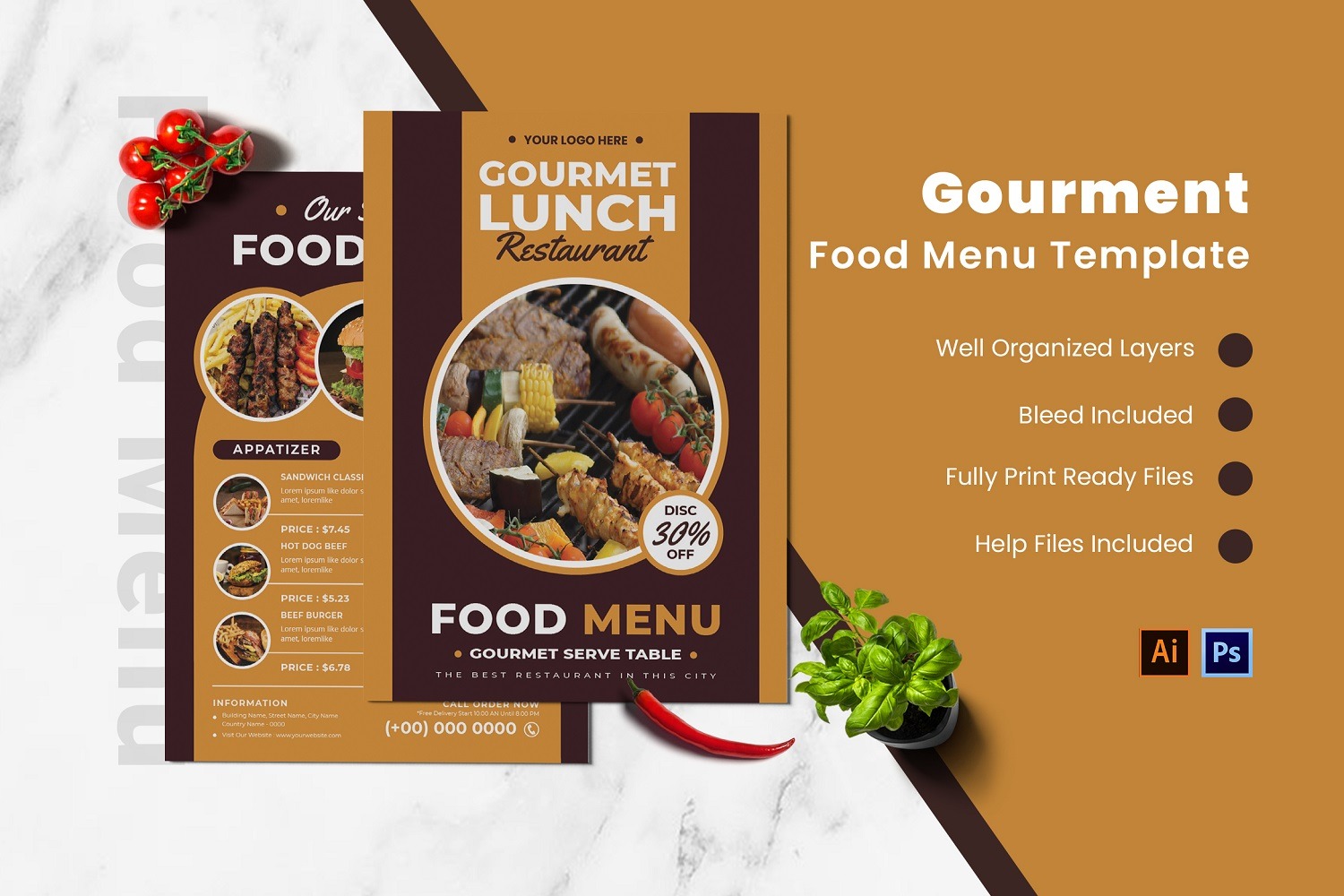 Gourmet Food Menu Template #212422 - TemplateMonster
