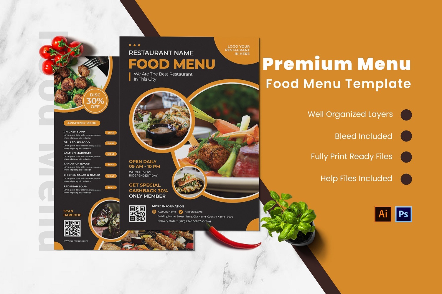 Premium Menu Food Menu Template #212421 - TemplateMonster